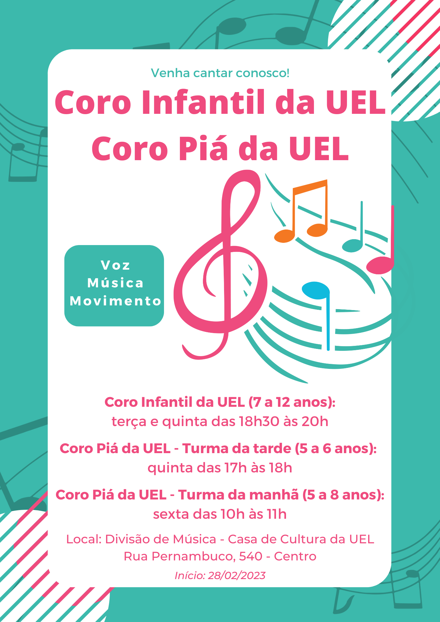 Coros para crianças que têm entre 5 e 12 anos estão com inscrições abertas